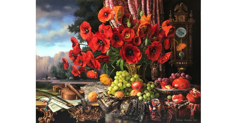 Dutch-style still life with poppies